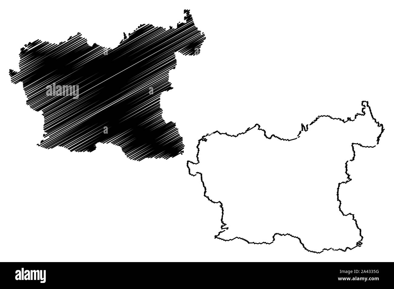Lovech Province (Republic of Bulgaria, Provinces of Bulgaria) map vector illustration, scribble ...