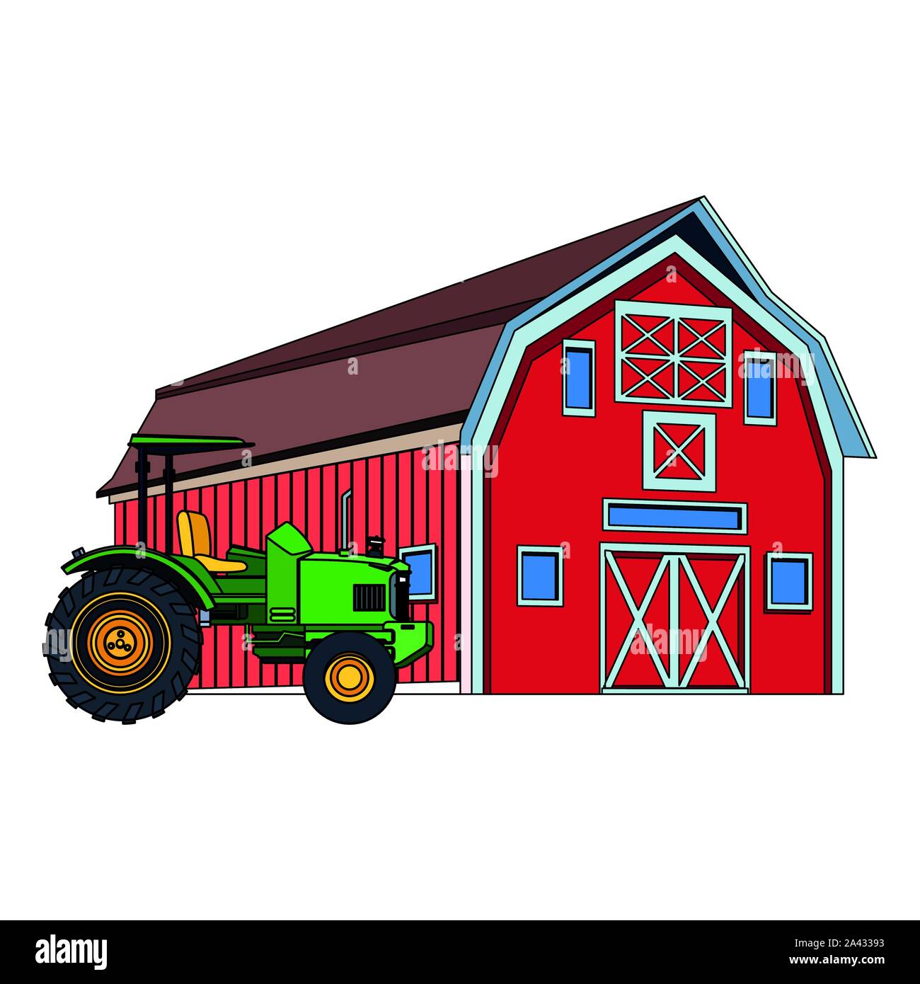 Old white barn farm Stock Vector Images - Alamy