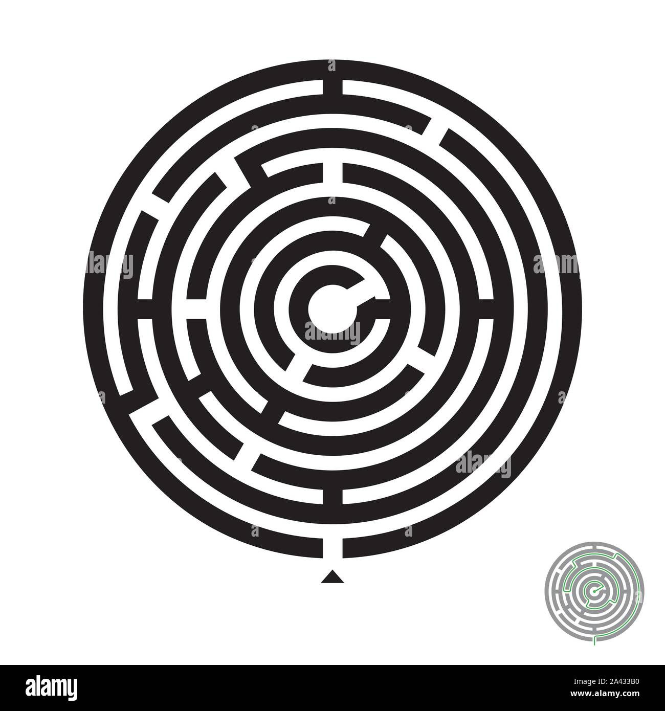 Circular maze and solution path to the center vector illustration Stock Vector Image & Art - Alamy