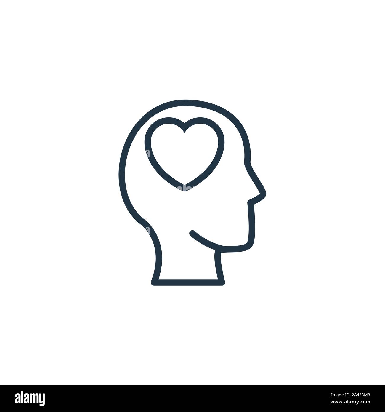 silhouette head heart icon line design image illustration Stock Vector ...