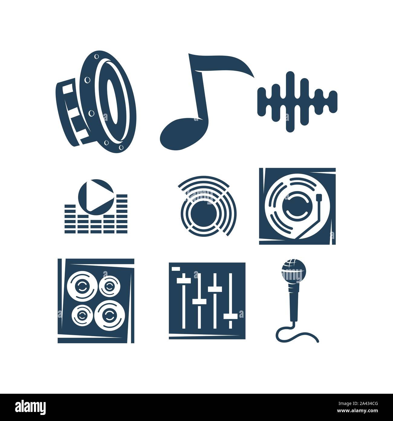 Audio System Logo Template Set Icon Symbol Vector Stock Vector Image ...