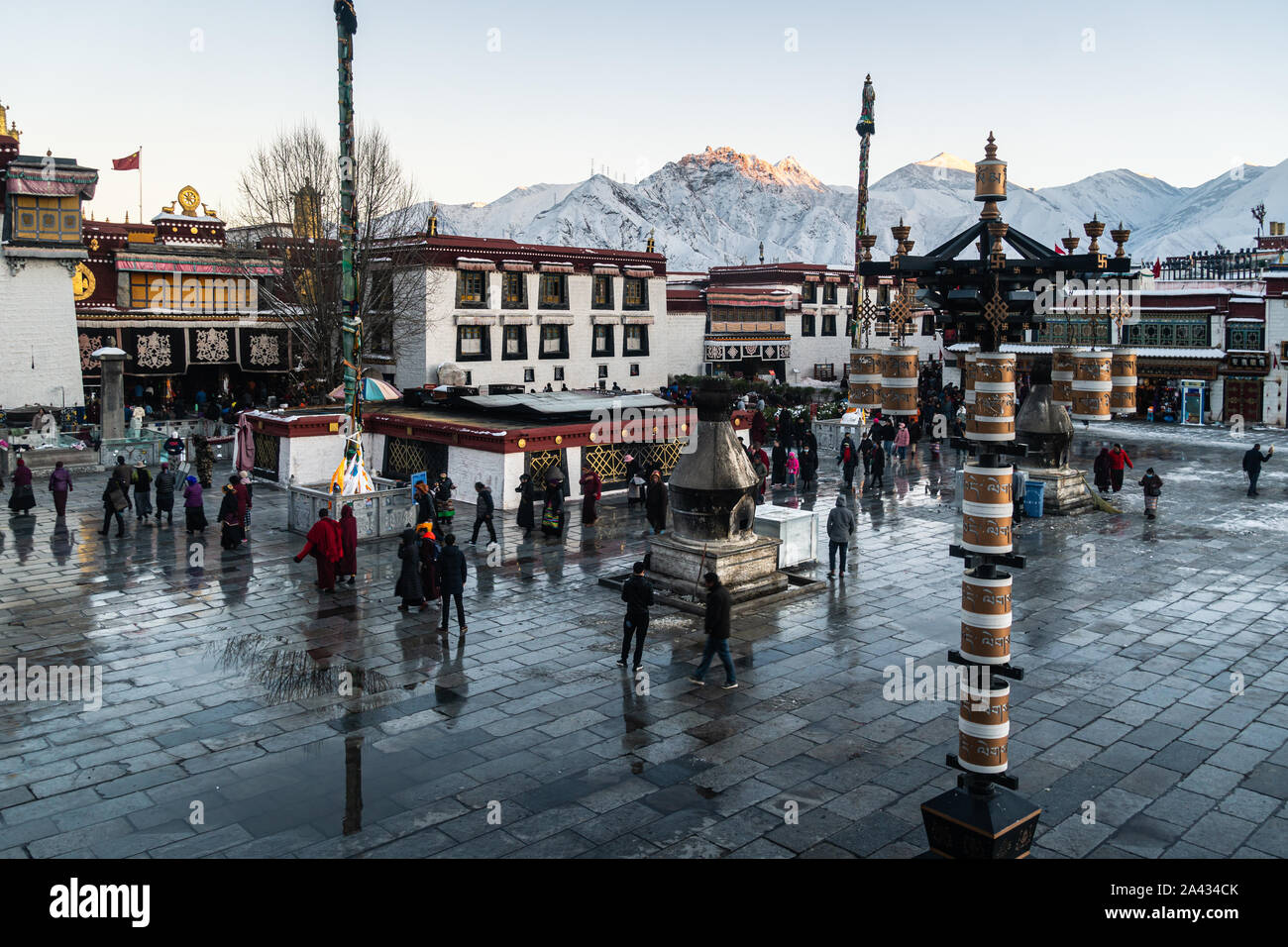 Lhasa, China - December 26 2018: People perform a kora around the ...
