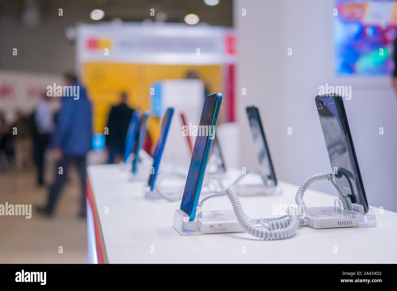 New models of Huawei smartphone at electronic trade show, exhibition ...
