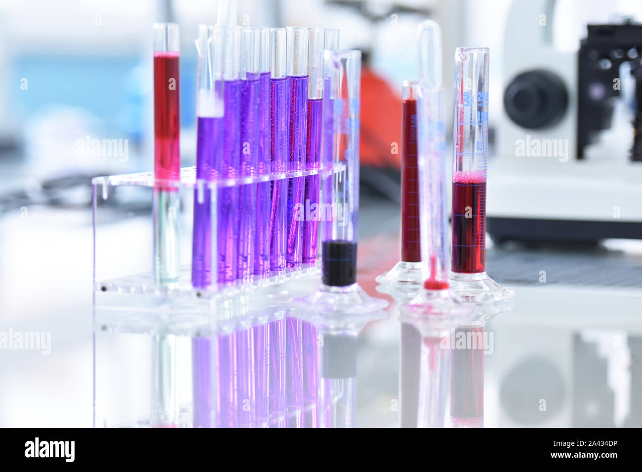 Microbiological pipette in the genetic laboratory. Science laboratory ...