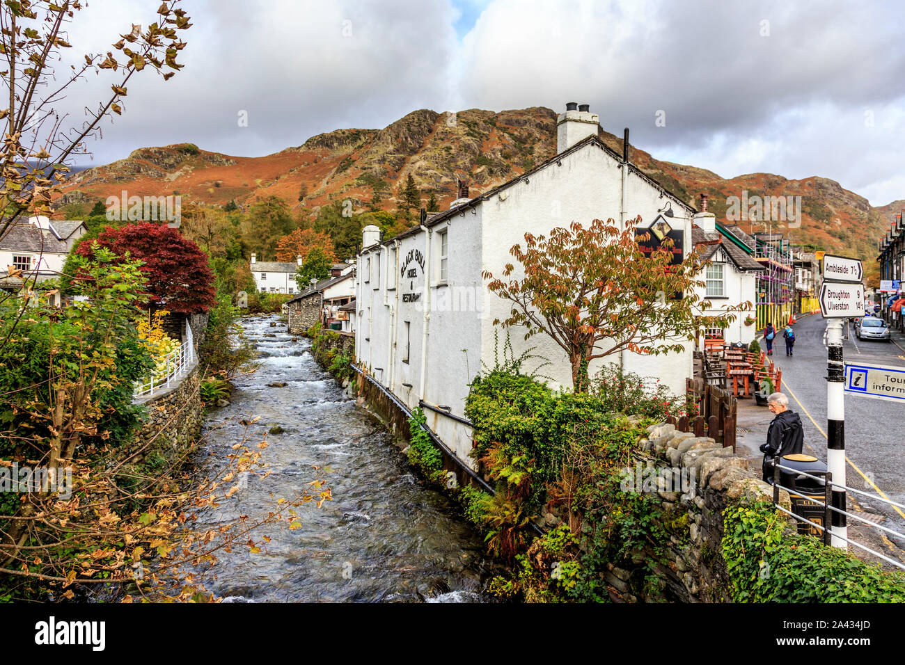 coniston town centre, lake district national park, cumbria, england, uk ...