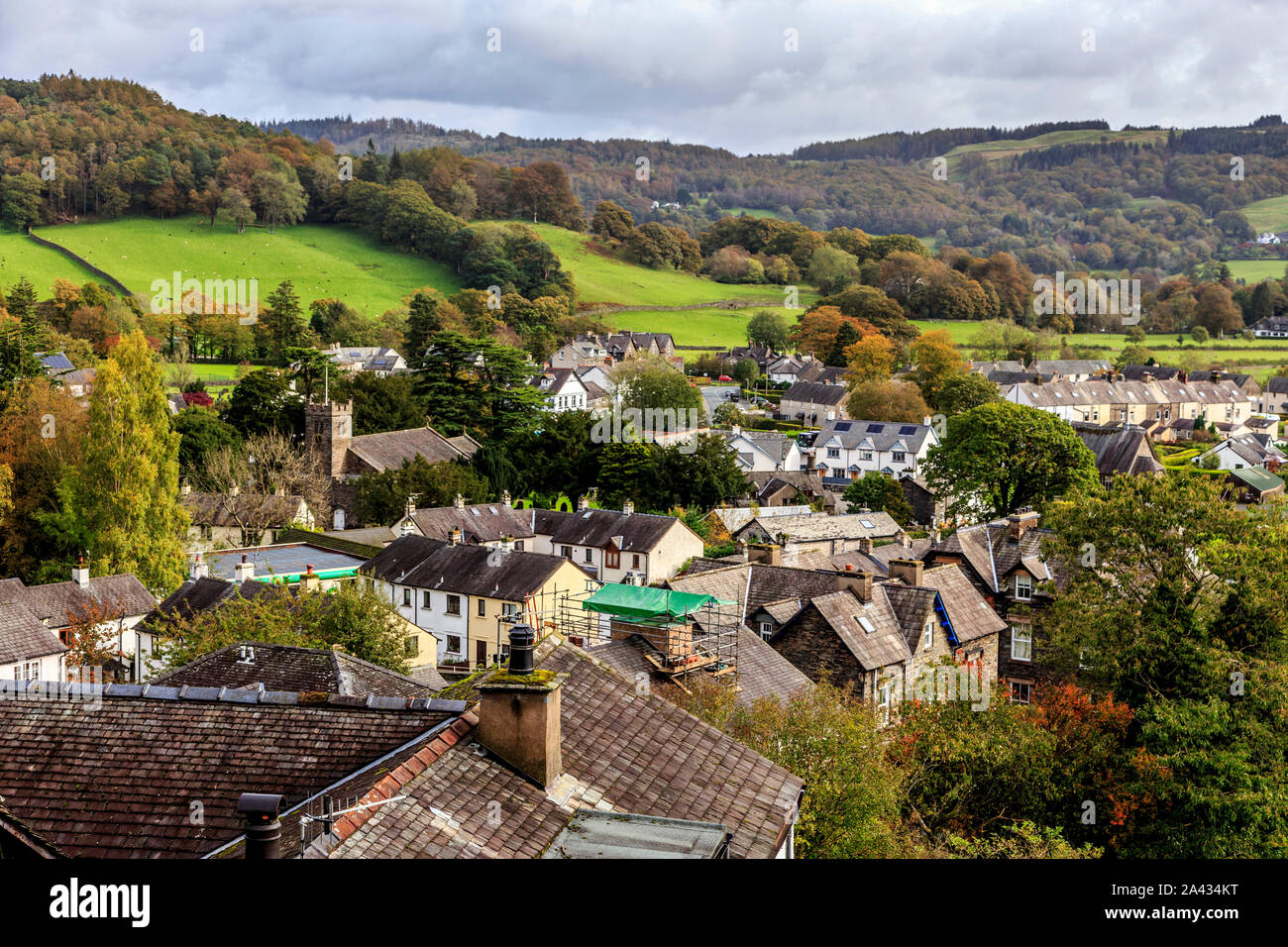coniston town centre, lake district national park, cumbria, england, uk ...