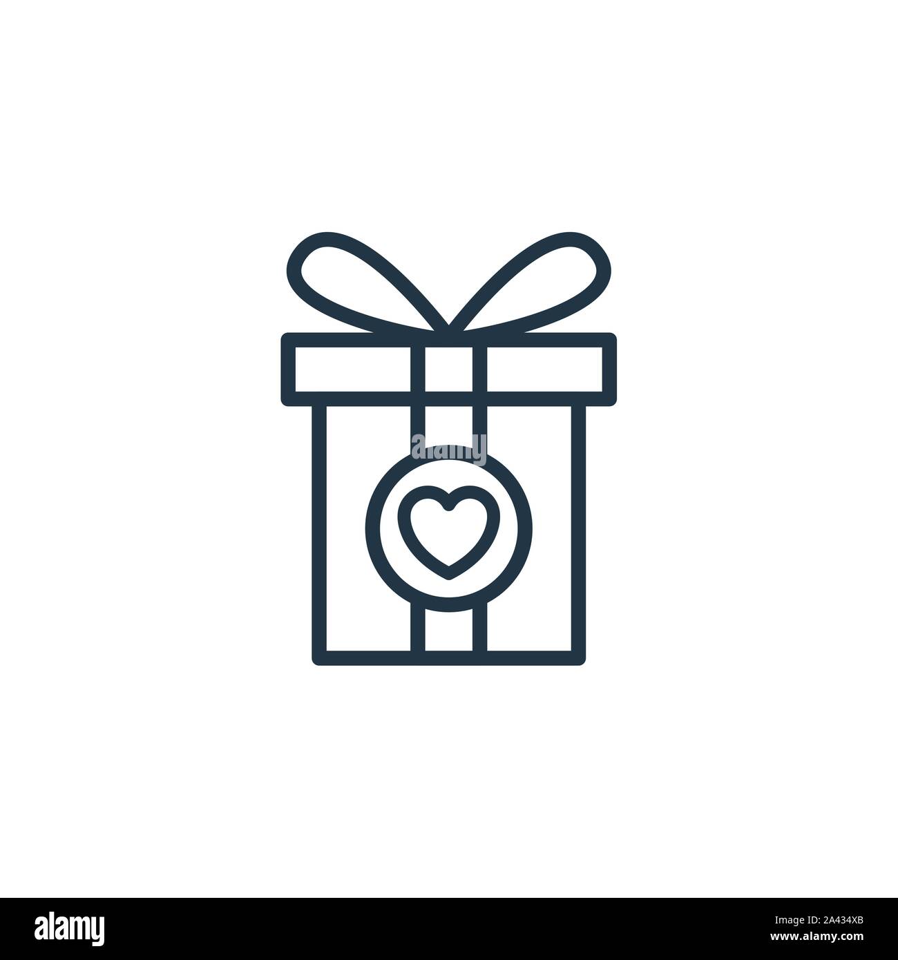 gift box heart icon line design image illustration Stock Vector Image ...