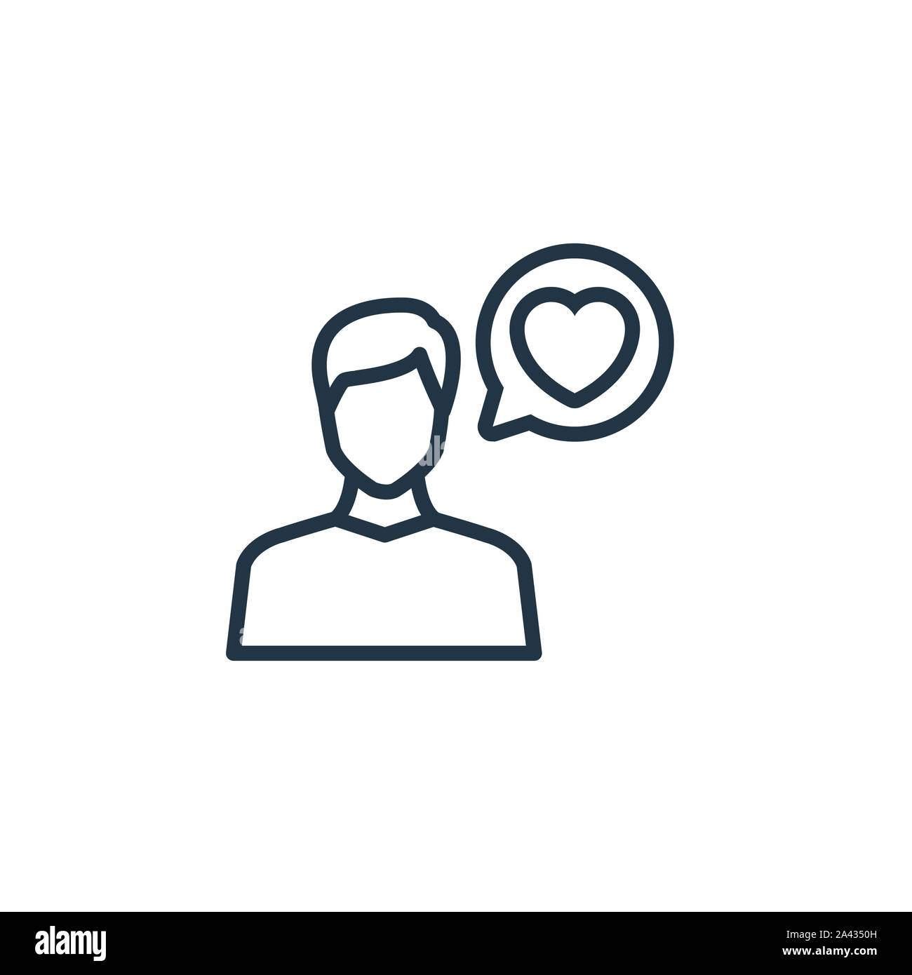 man talking love heart icon line design image illustration Stock Vector ...