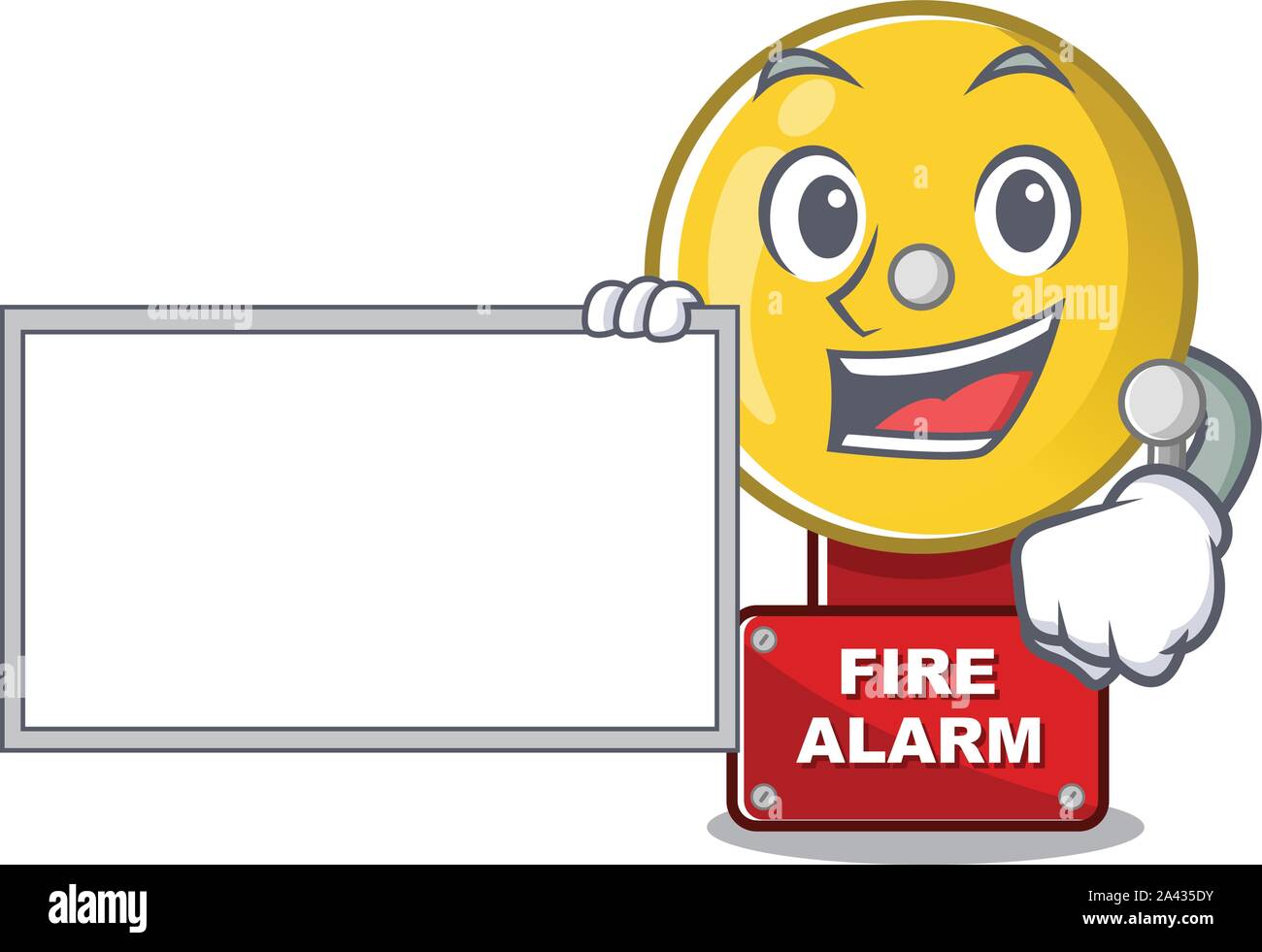 With board fire alarm stuck the cartoon wall Stock Vector Image & Art ...
