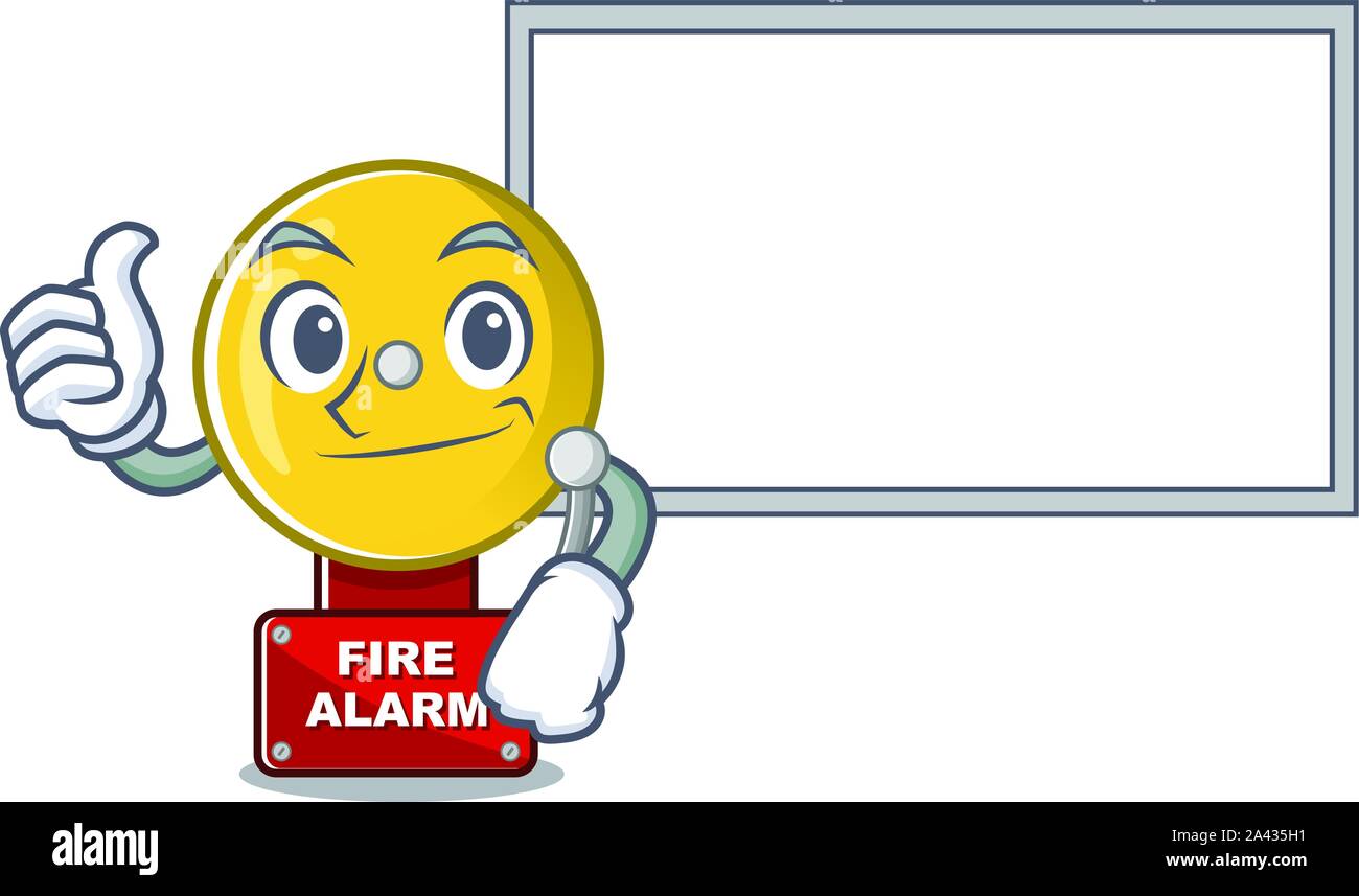 Thumbs up with board fire alarm stuck the cartoon wall Stock Vector ...