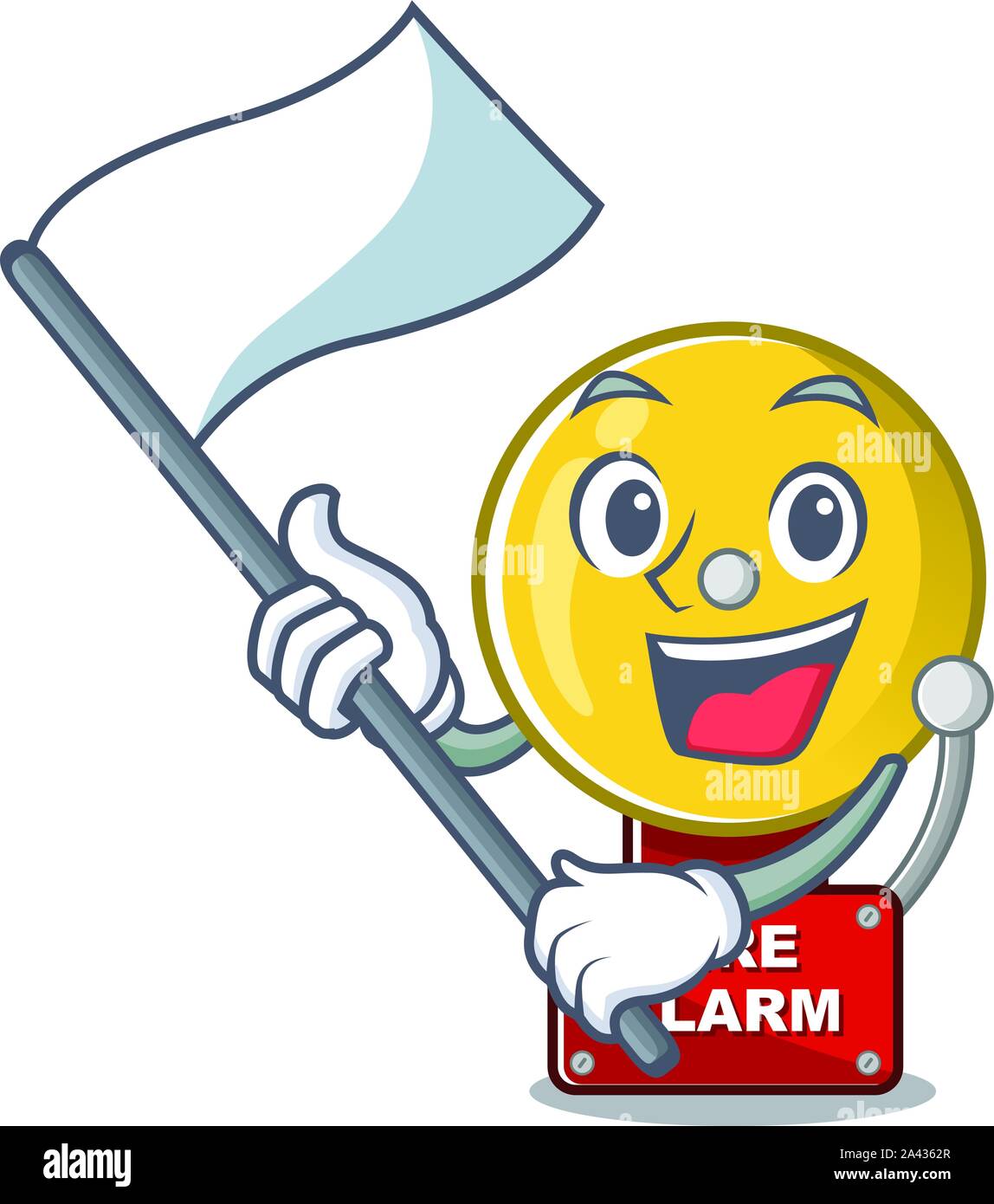 With flag fire alarm in the a cartoon Stock Vector Image & Art - Alamy