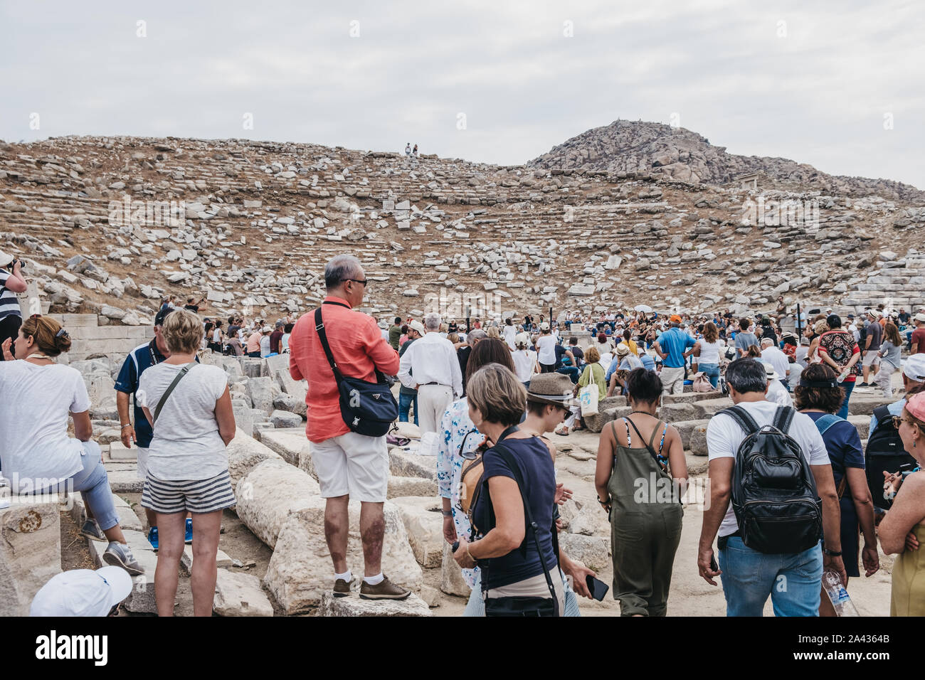 Delos, Greece - September 20, 2019: Large number of tourists watching ...