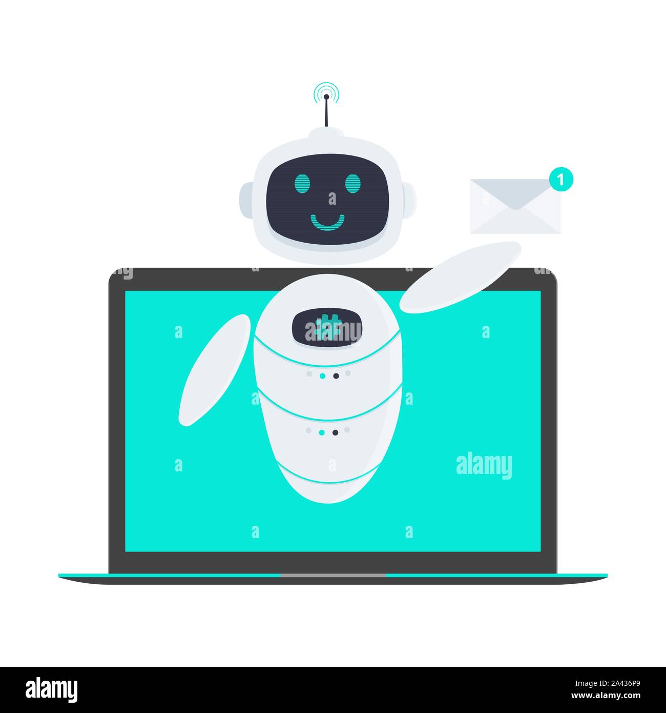 Robot chatbot icon sign flat style design vector illustration isolated ...