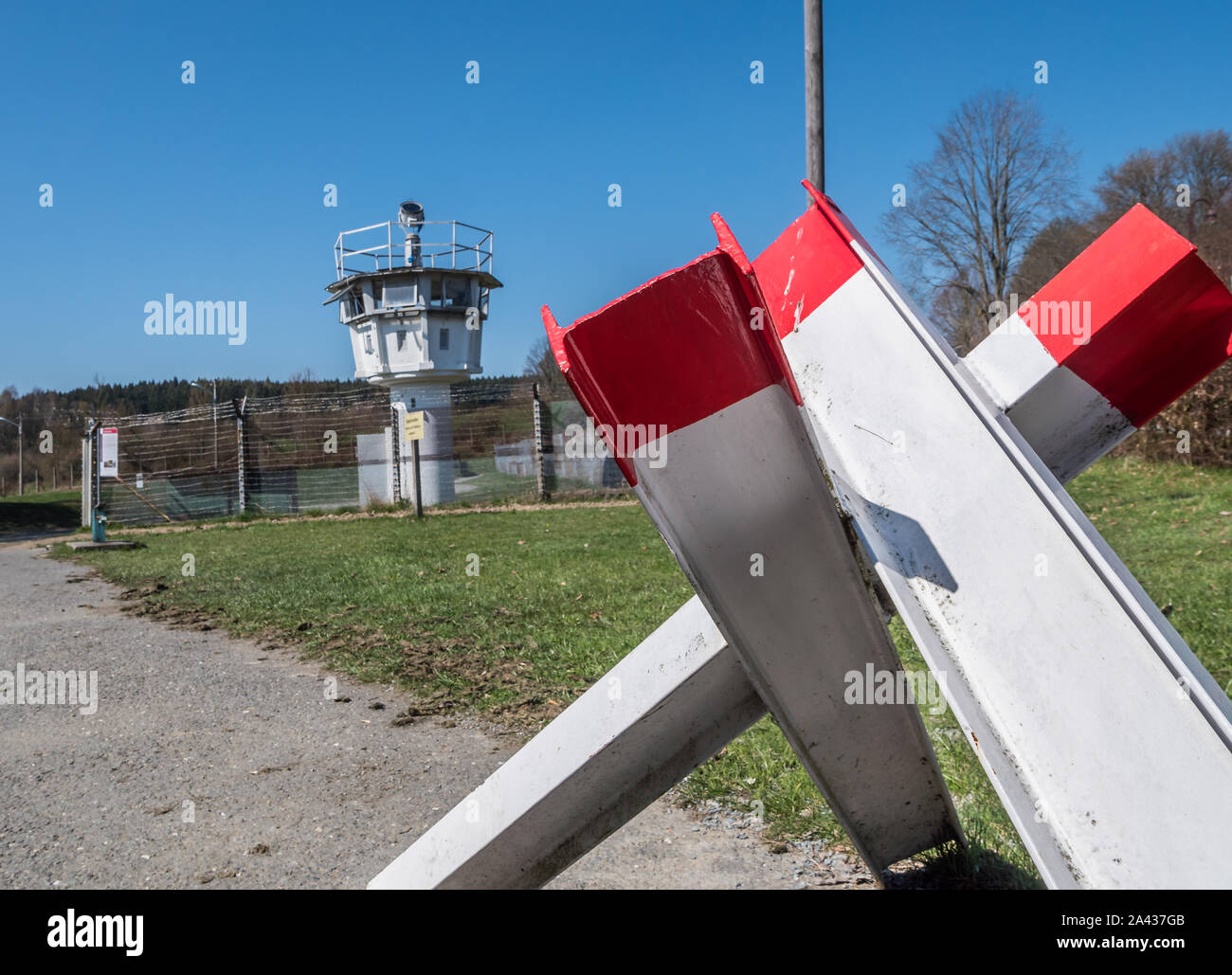 Roadblock at the former GDR border Stock Photo - Alamy