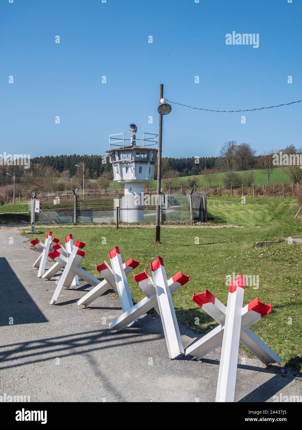 Roadblock at the former GDR border Stock Photo - Alamy