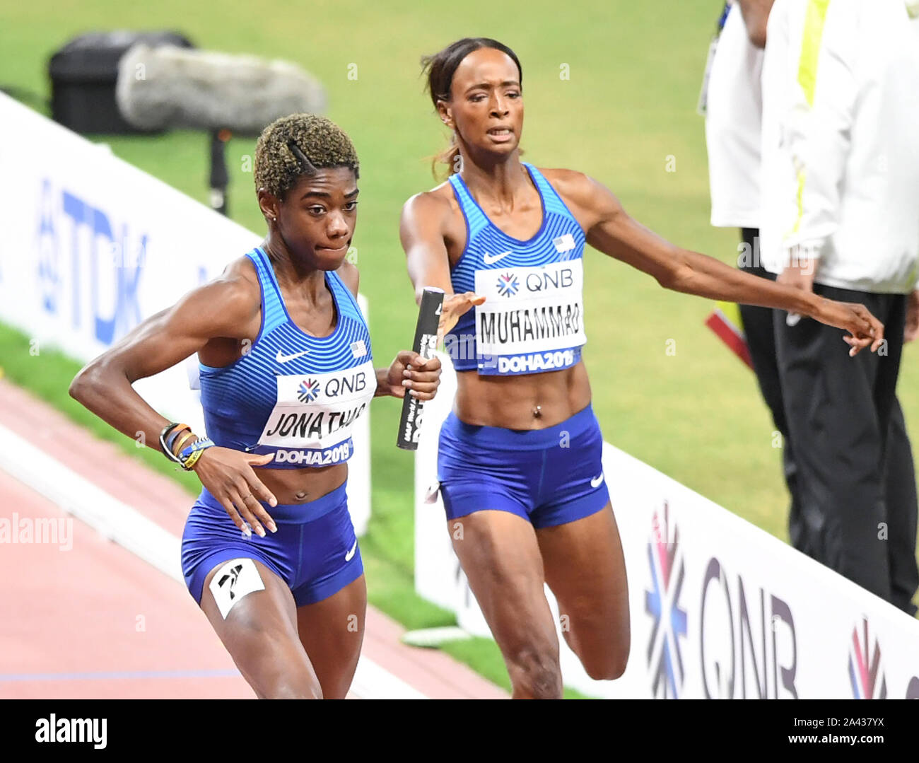 Wadeline Jonathas, Dalilah Muhammad (USA). 4x400 metres relays Gold ...