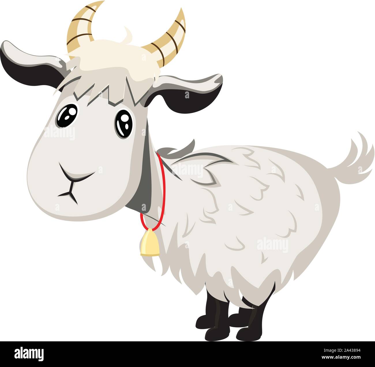 Cute cartoon goat illustration on white background Stock Vector Image ...