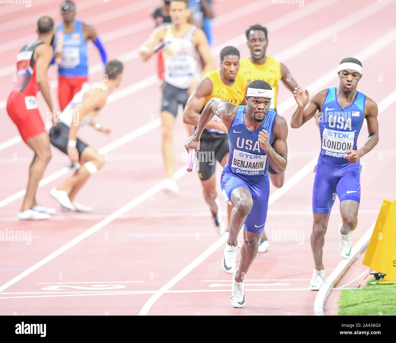 Michael Cherry, Wilbert London (USA) 4x400 relay men Gold Medal. IAAF ...