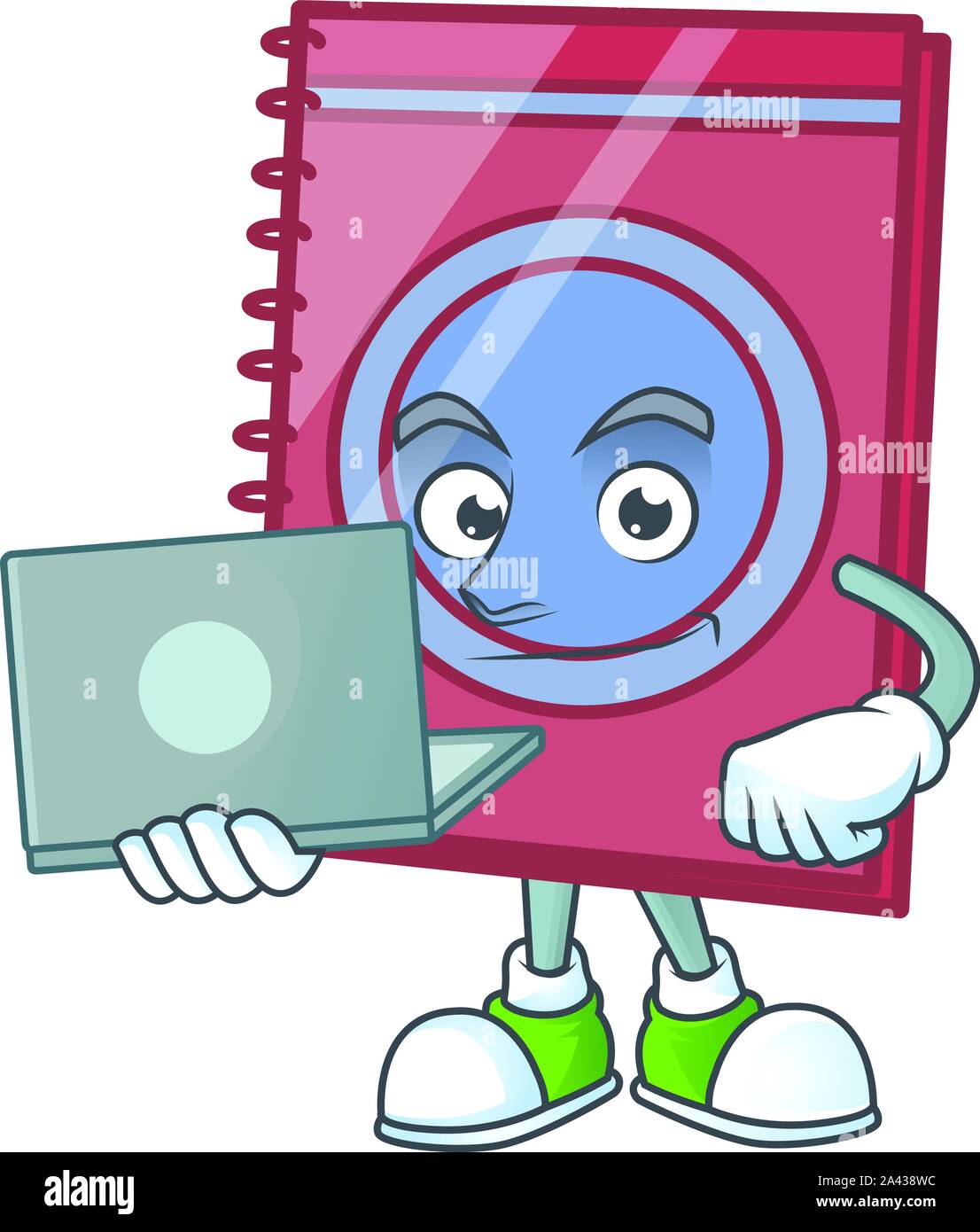 With laptop red closed book with character mascot Stock Vector Image ...