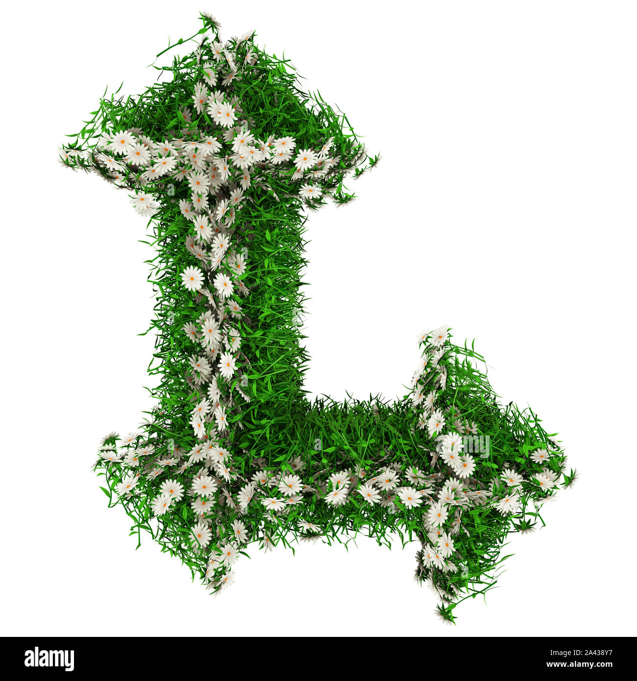 Letter L Of Green Grass And Flowers. Font For Your Design. 3D ...