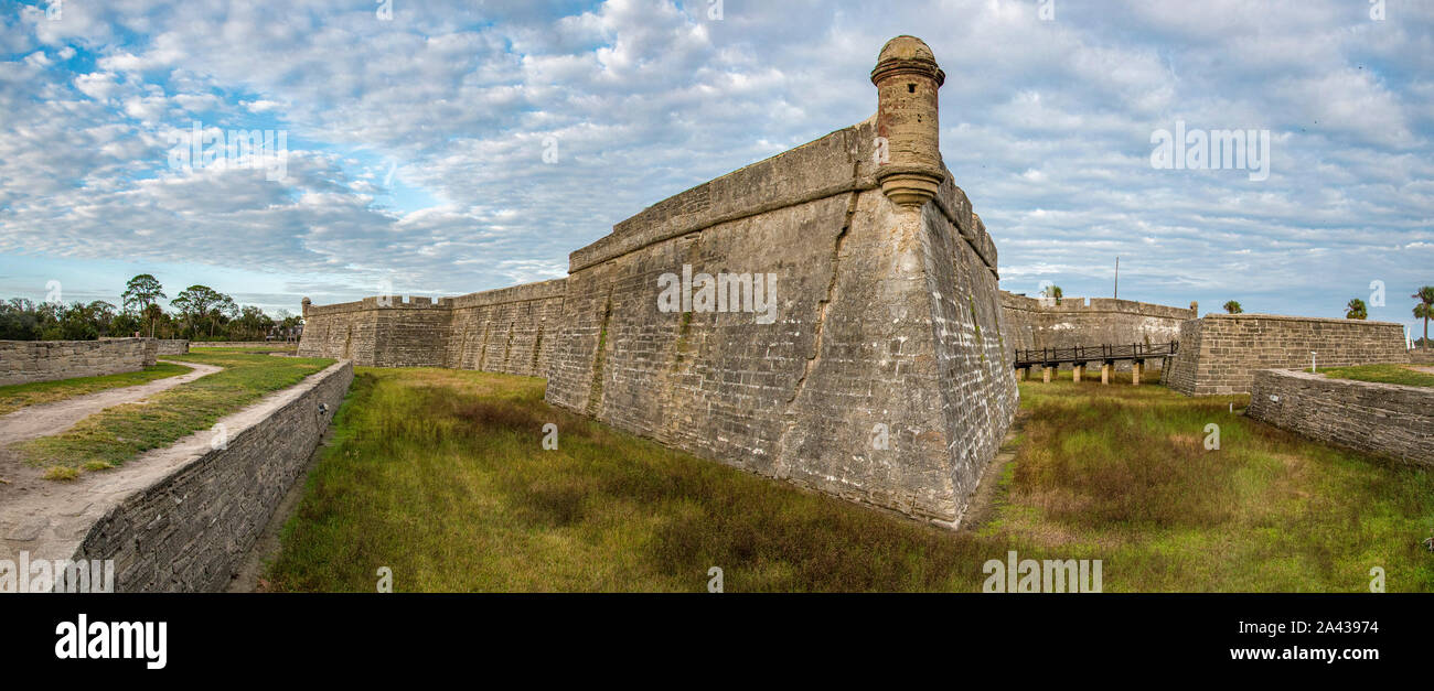 Panorama of Spanish Castillo de San Marco Fort in St. Augustine ...