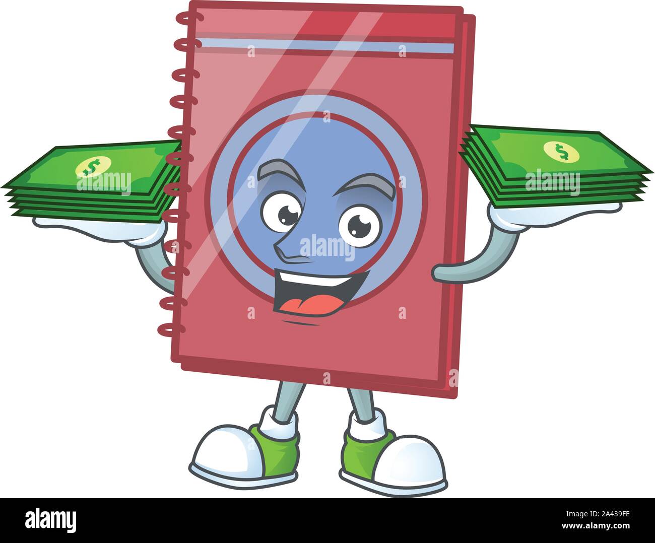 With money bag closed book in the cartoon character Stock Vector Image ...