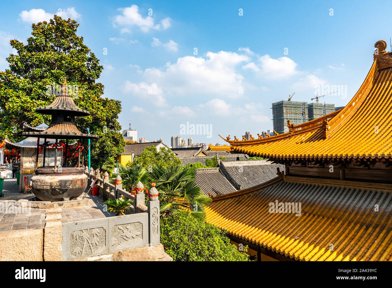 Wuhu Anhui Guangji Buddhist Monastery Temple with Candle Joss and Hall ...