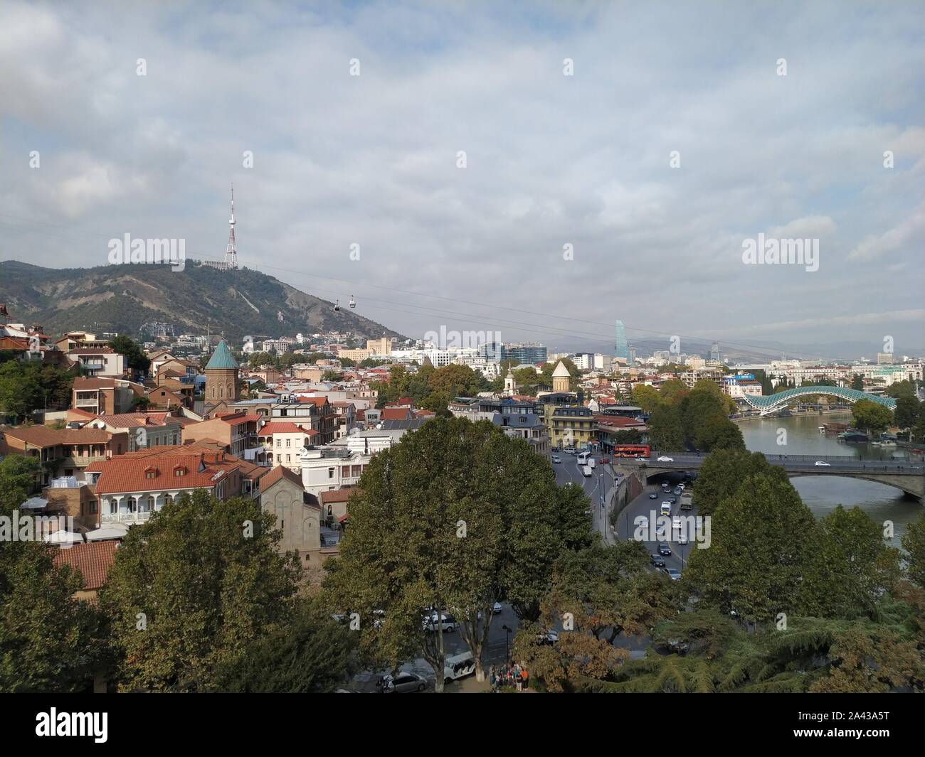 Panoramic view of Tbilisi city historical center capital of Georgia ...
