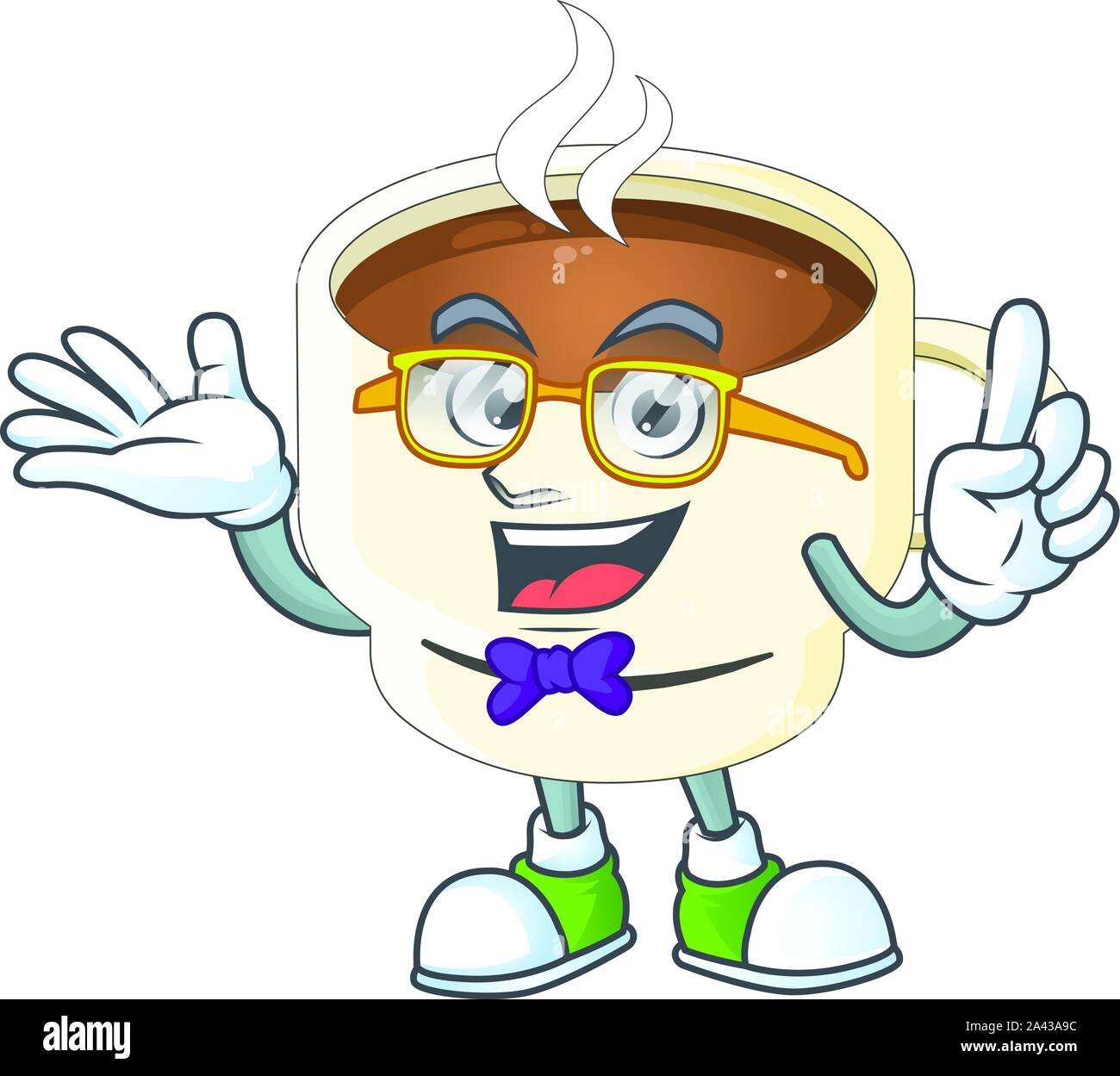 Geek character cup coffee in cartoon mascot Stock Vector Image & Art ...