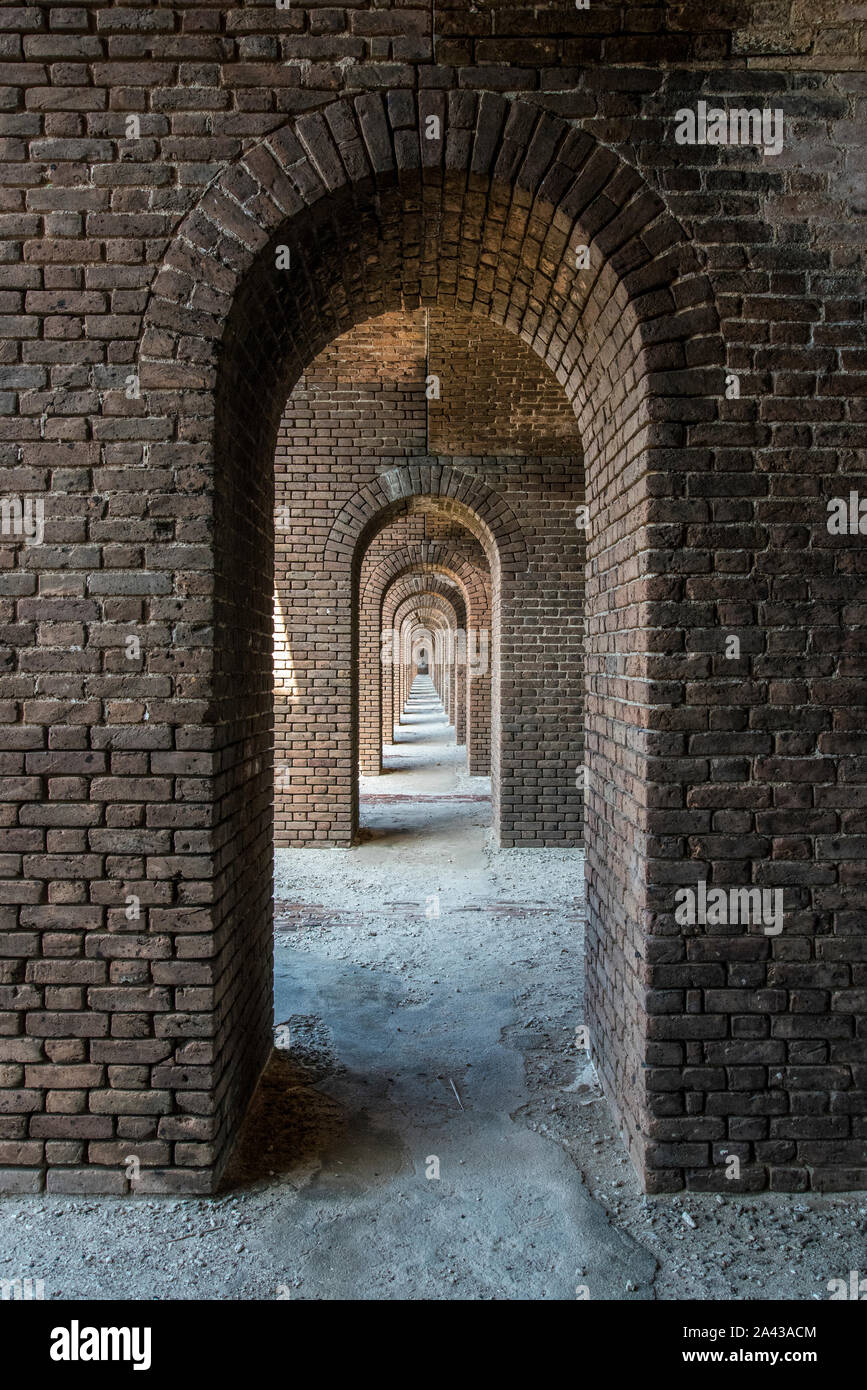 Narrow Arches inside of Fort Jefferson, Dry Tortugas National Park ...