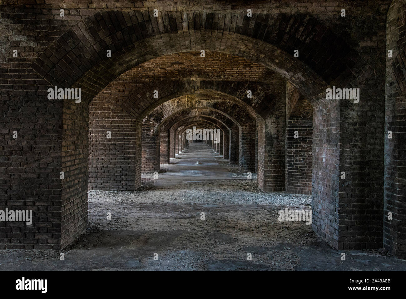 Arches inside of abandoned Fort Jefferson, Dry Tortugas National Park ...