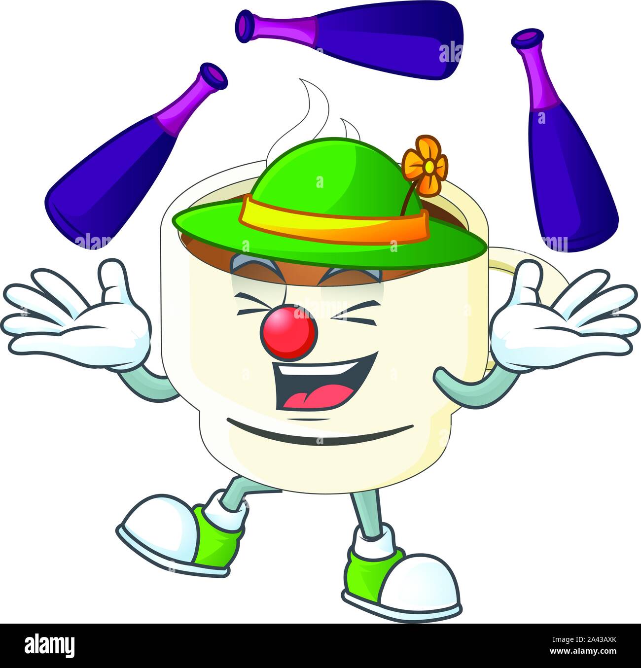 Juggling cup coffee cartoon on white background Stock Vector Image ...