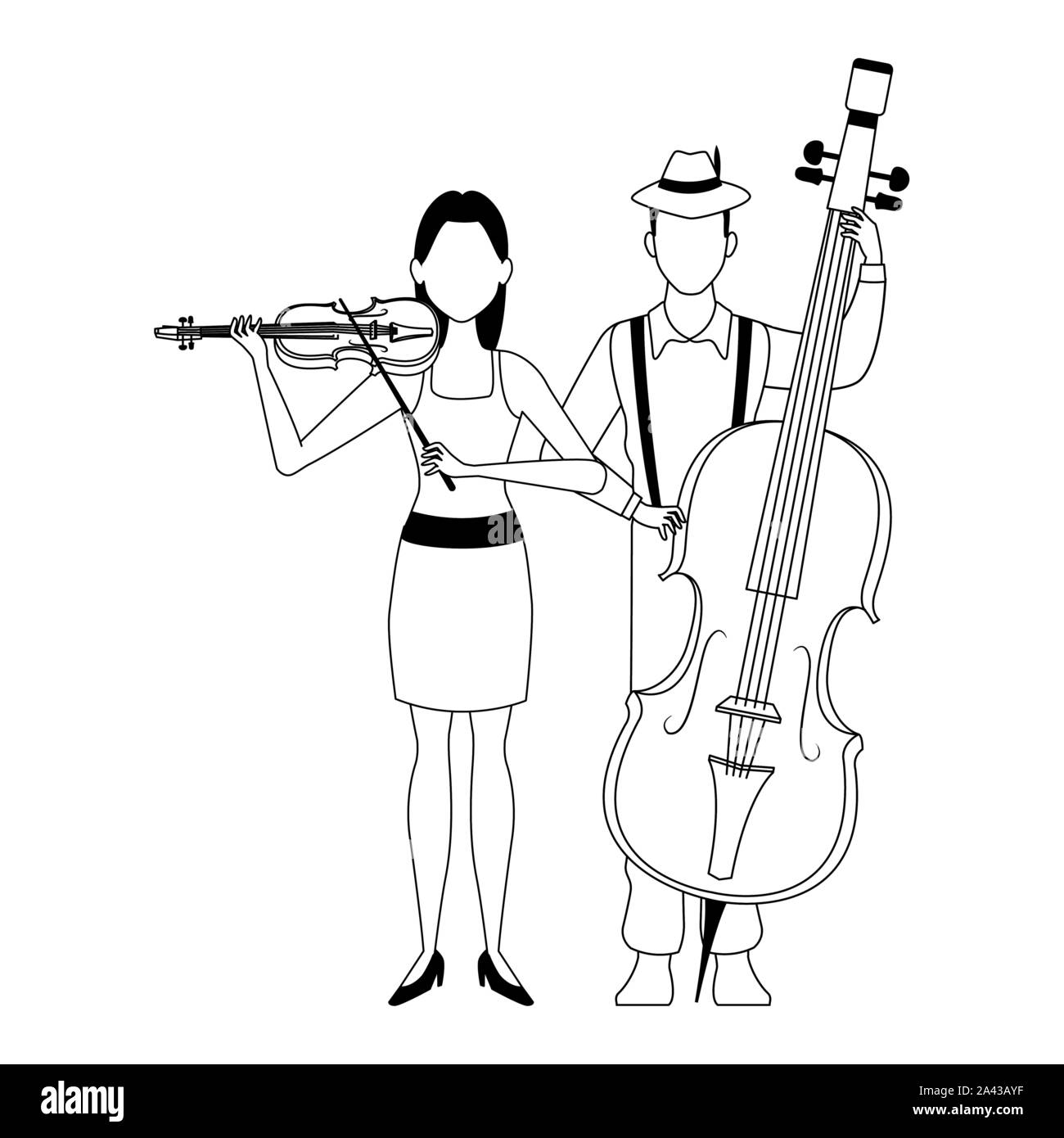 girl and musician playing instruments design Stock Vector Image & Art ...
