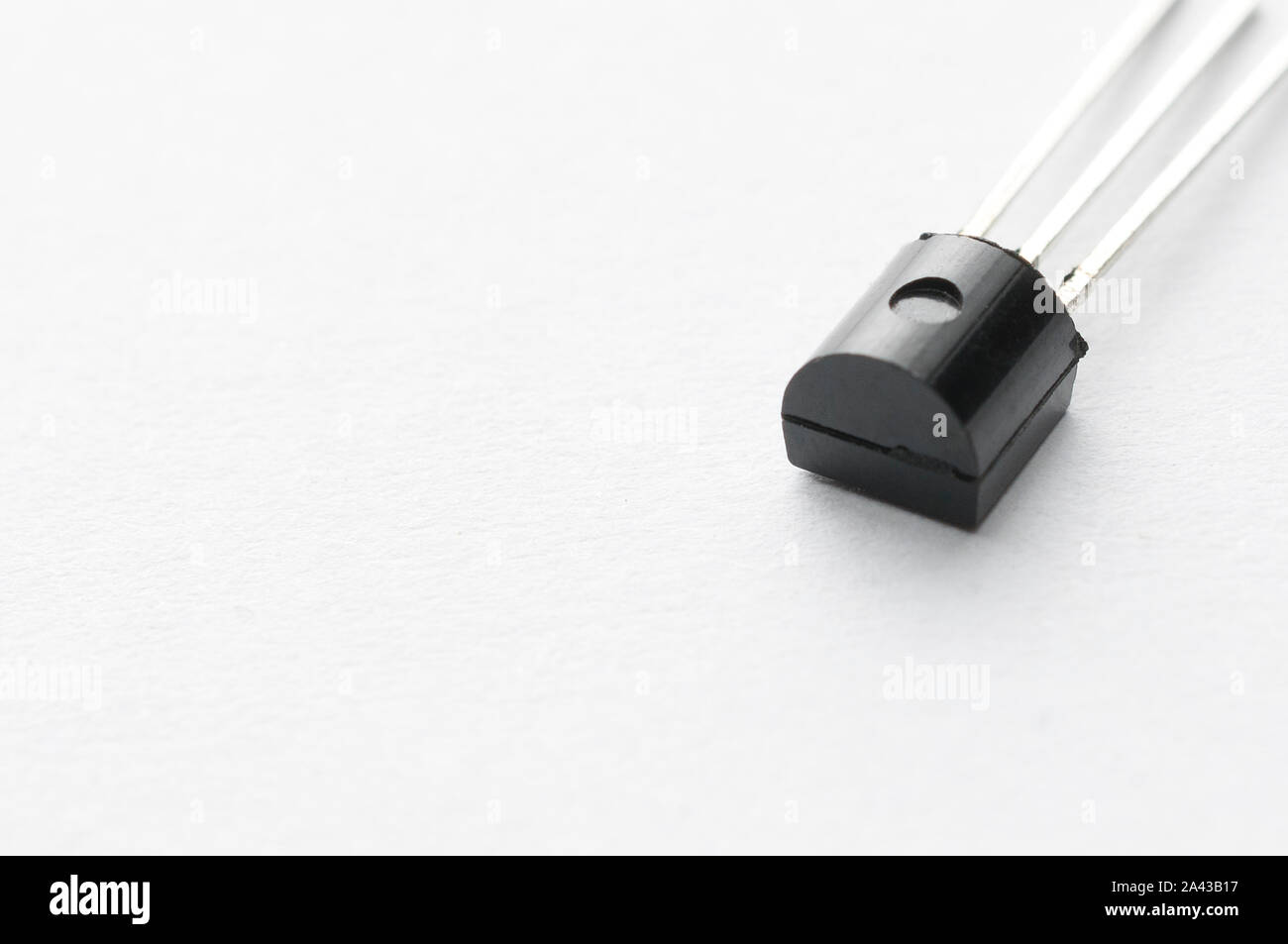 Electronic transistor (2n2222 2n5088 bc239) on white background macro ...