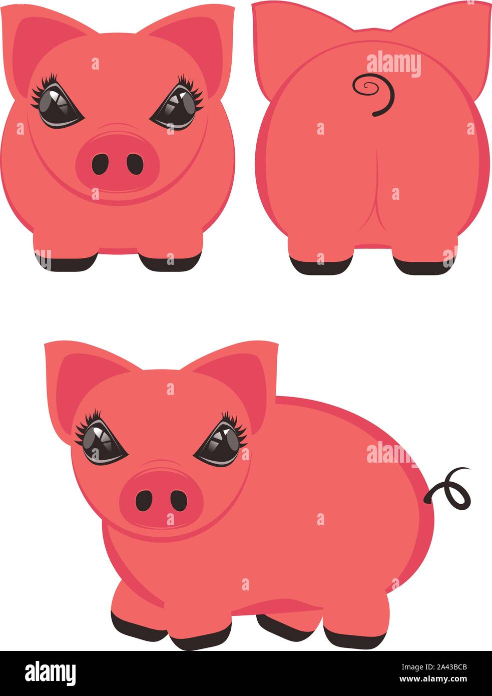 Cute cartoon pig, stylized character design illustration Stock Vector ...
