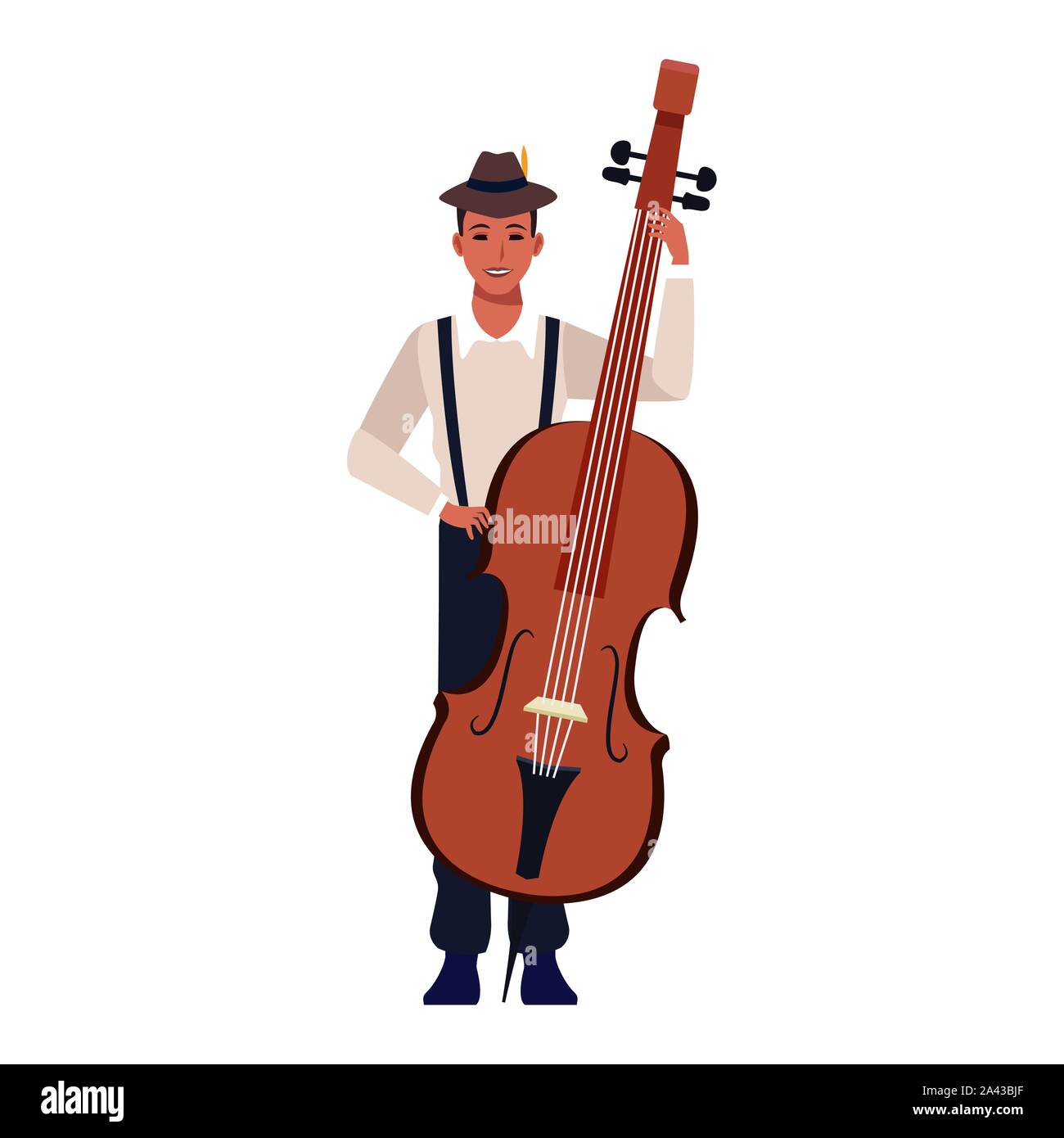 cartoon musician with cello instrument, flat design Stock Vector Image ...