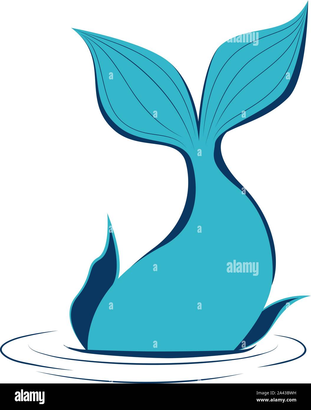 Abstract stylized cartoon whale tail silhouette, minimalist ...