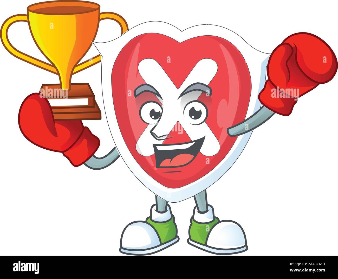 Boxing winner cross shield character on white background Stock Vector ...