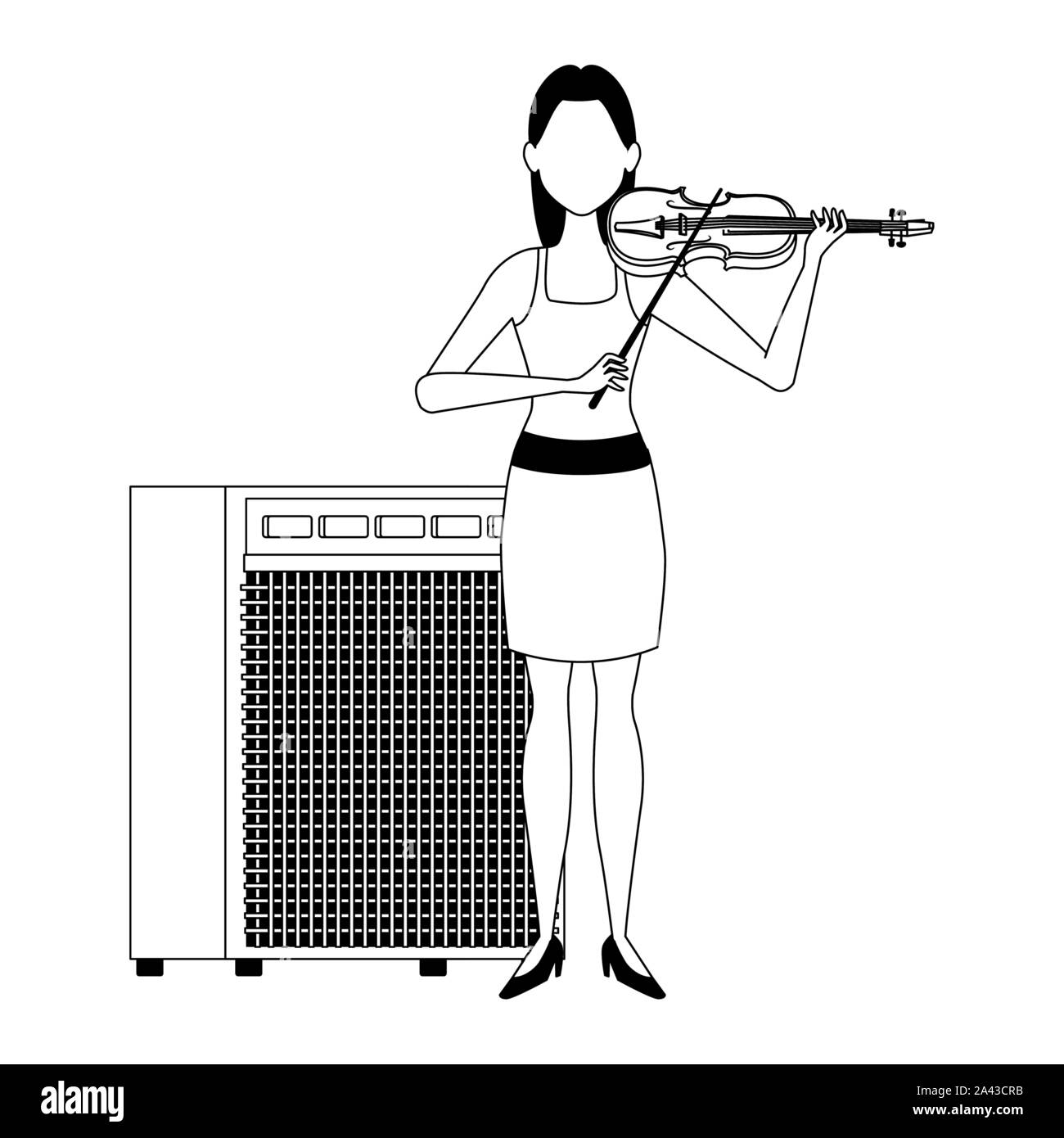 avatar girl with violin and sound amplifier design Stock Vector Image ...