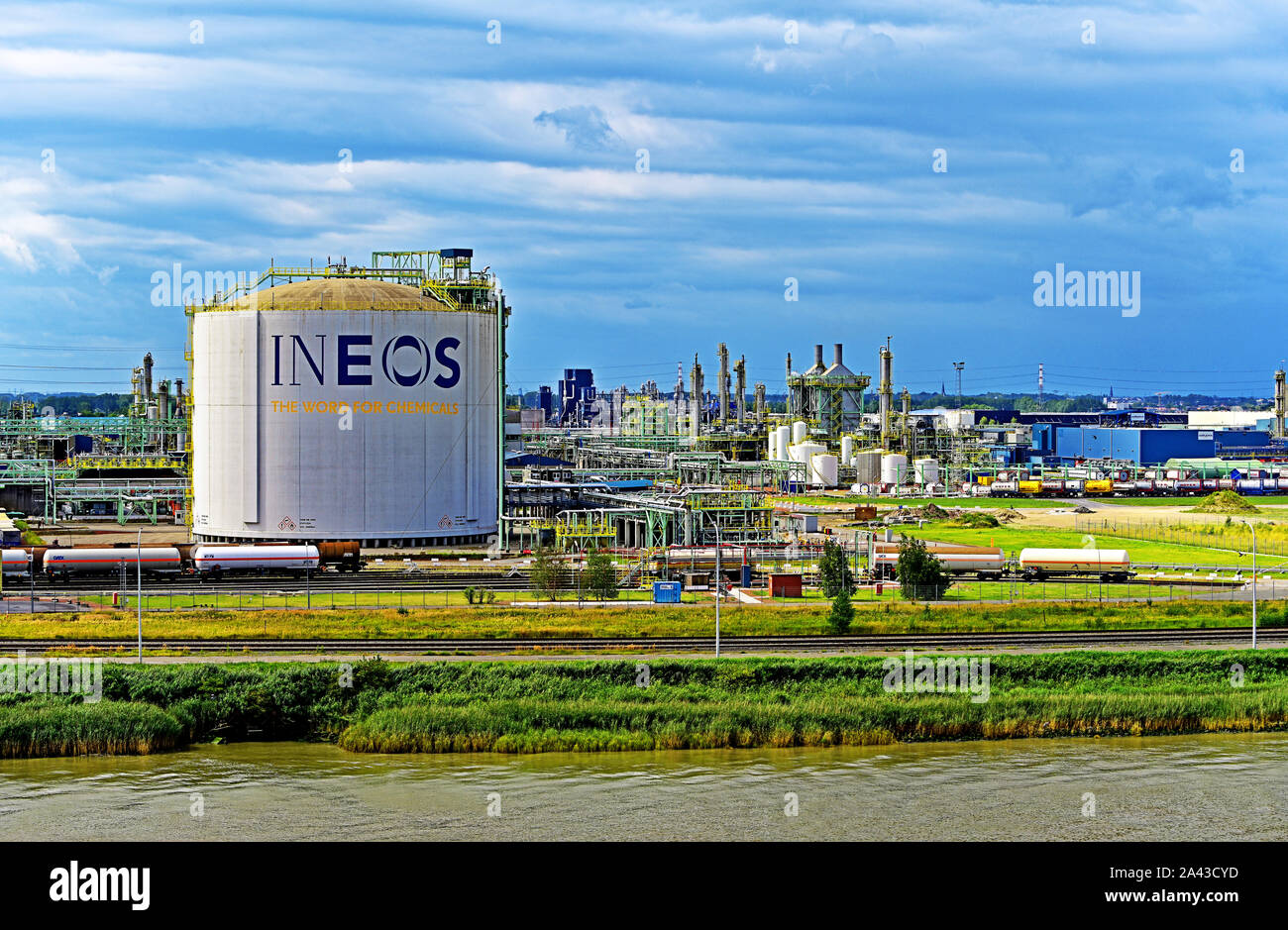 Antwerp Belgium August 10 2019 Large INEOS chemical plant with its own ...