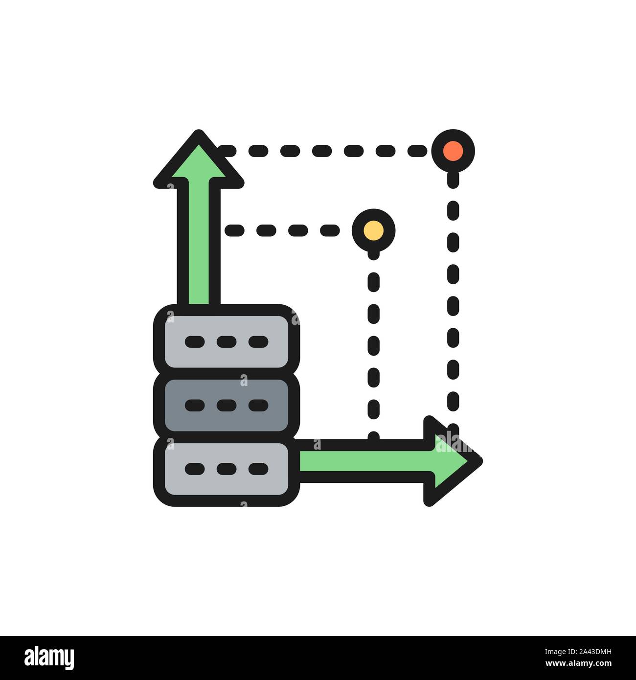 Advanced server, more space in cloud storage flat color line icon Stock ...