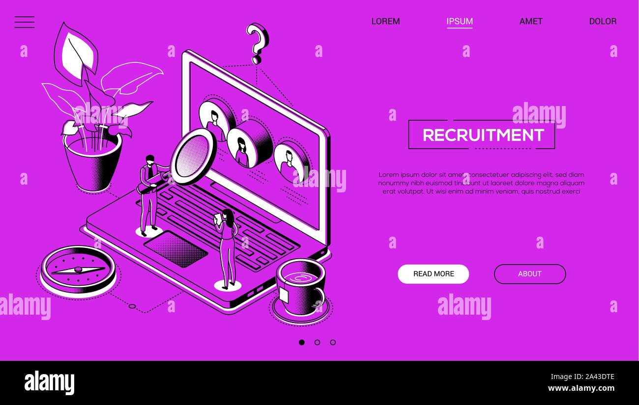 Recruitment - line design style isometric web banner Stock Vector Image ...