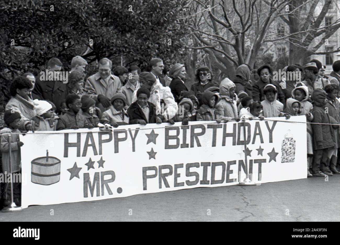Washington DC. USA, February 5, 1984 Local school children hold a ...