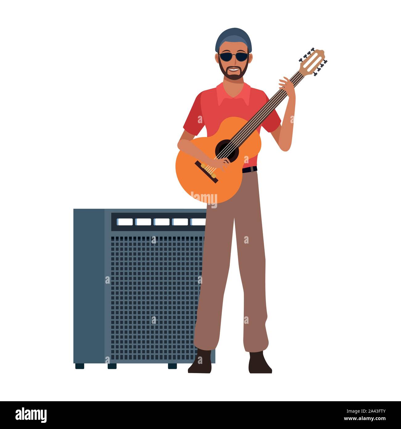 cartoon musician with guitar, flat design Stock Vector Image & Art - Alamy