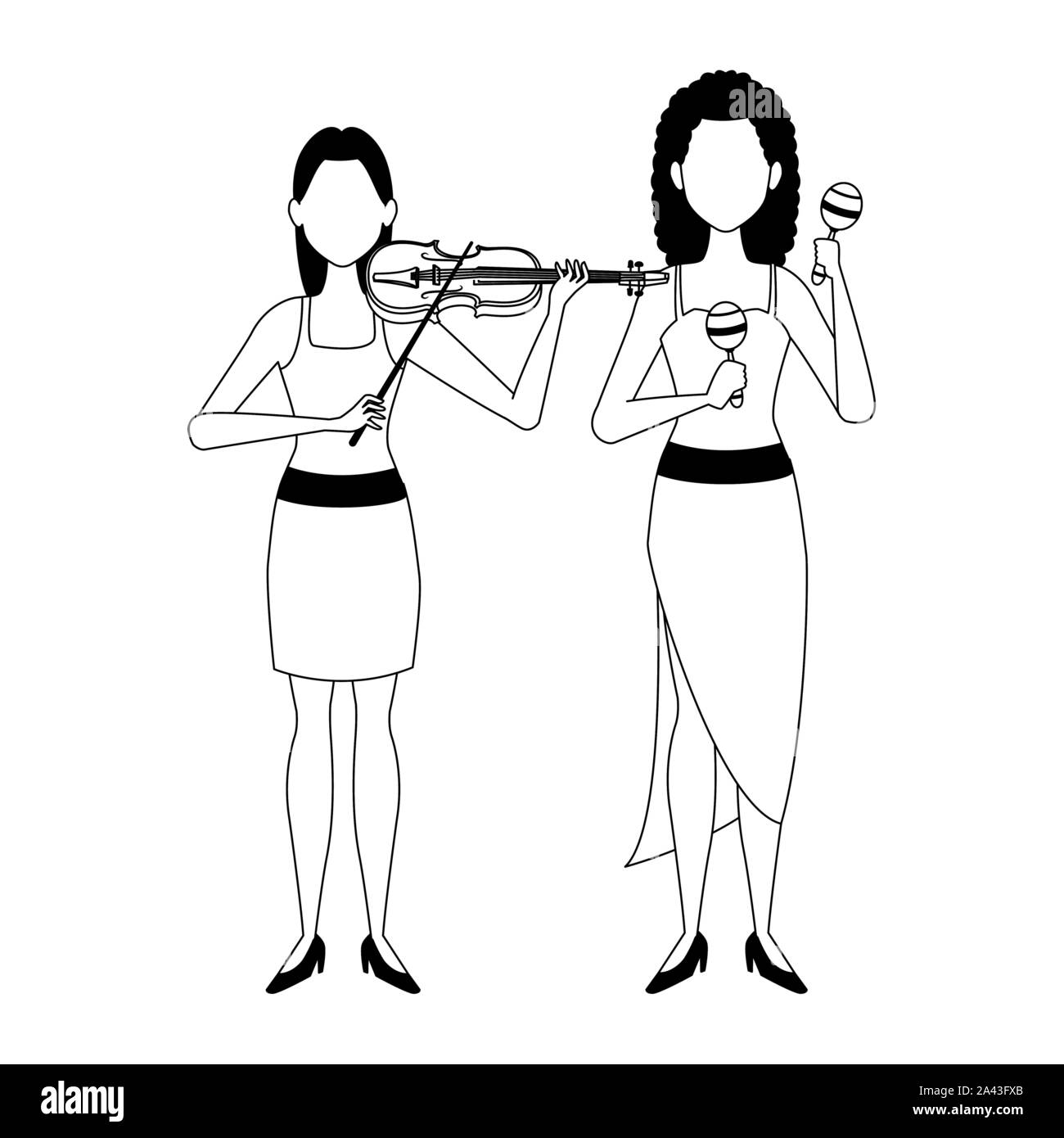 cartoon girl musicians with instruments, flat design Stock Vector Image ...