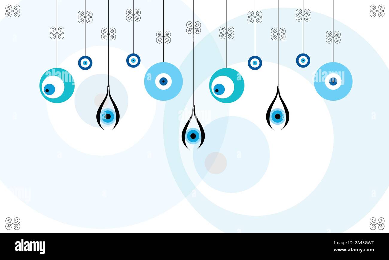 seamless horizontal banner with blue evil eyes vector Stock Vector ...