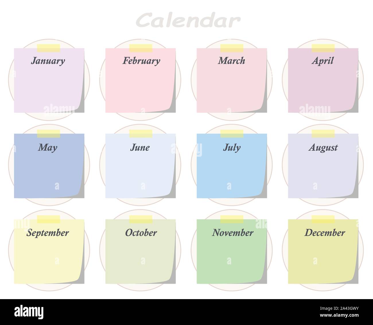 calendar vector with post paper notes and months - new years calendar ...