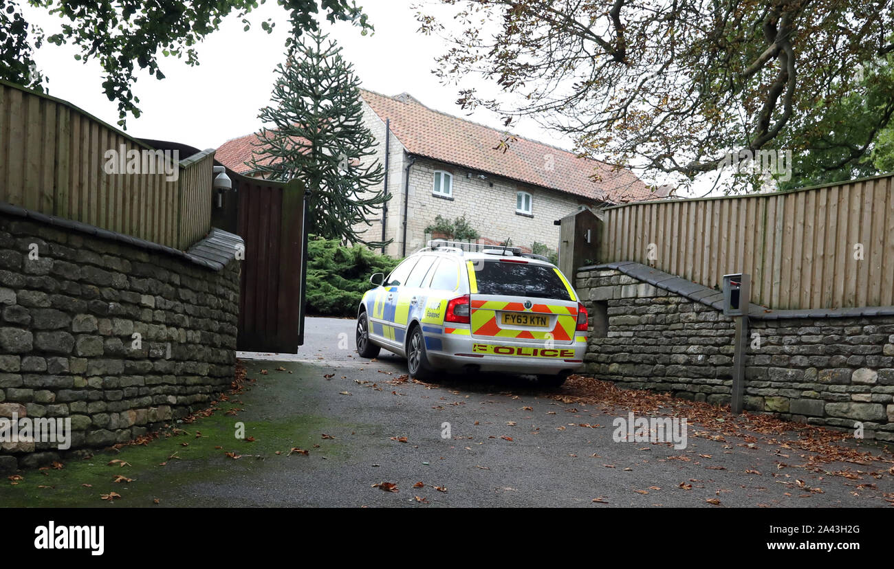 A police car enters the home of Jamie and Rebekah Vardy, UK on October ...