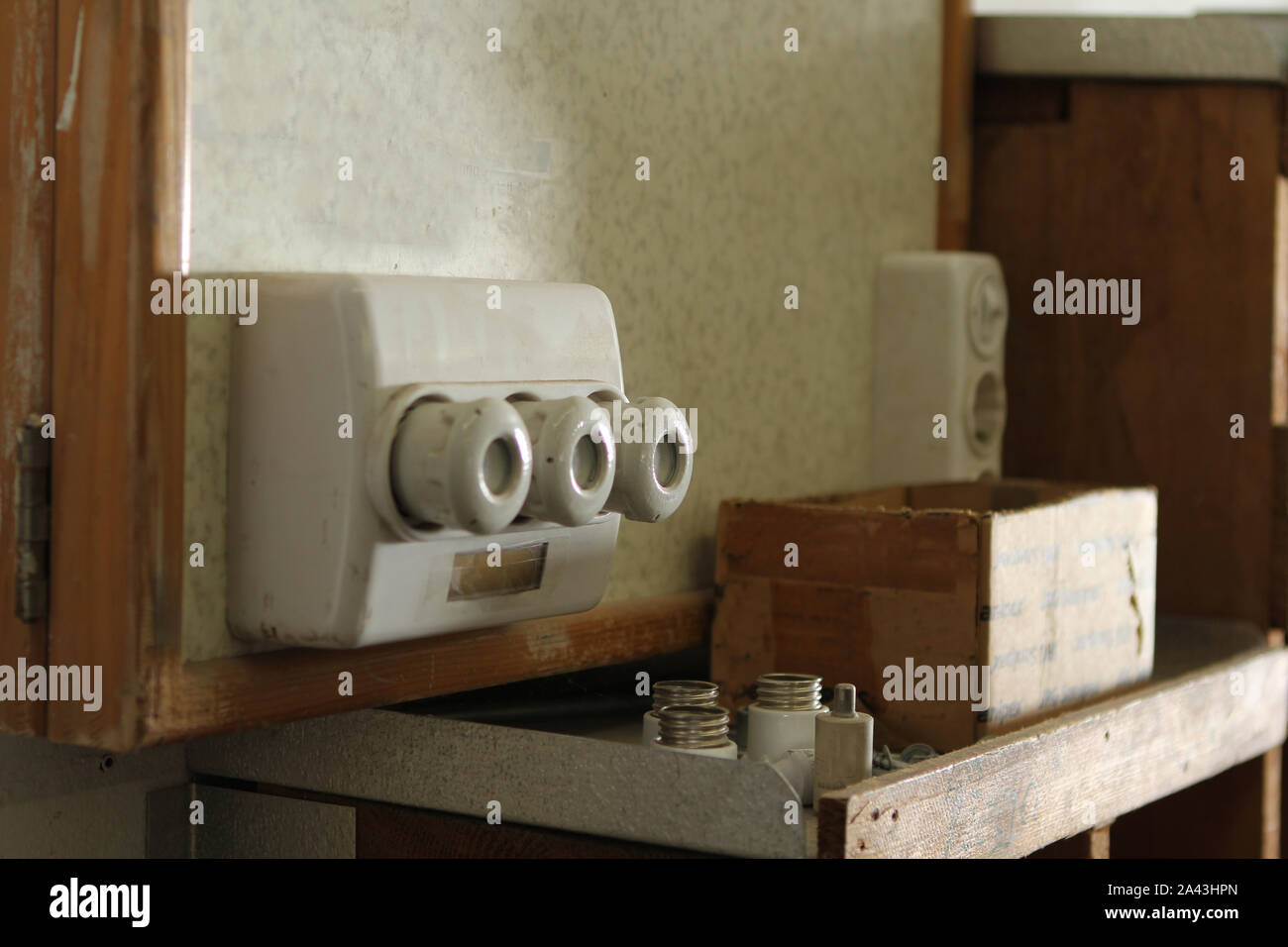 old fuse board in old dusty space Stock Photo - Alamy