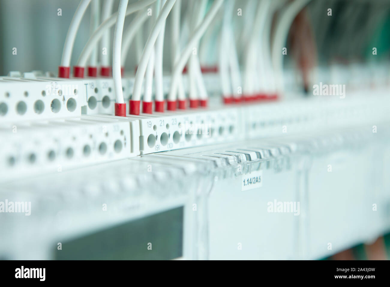 electric wirking on a clean modern switchboard Stock Photo - Alamy